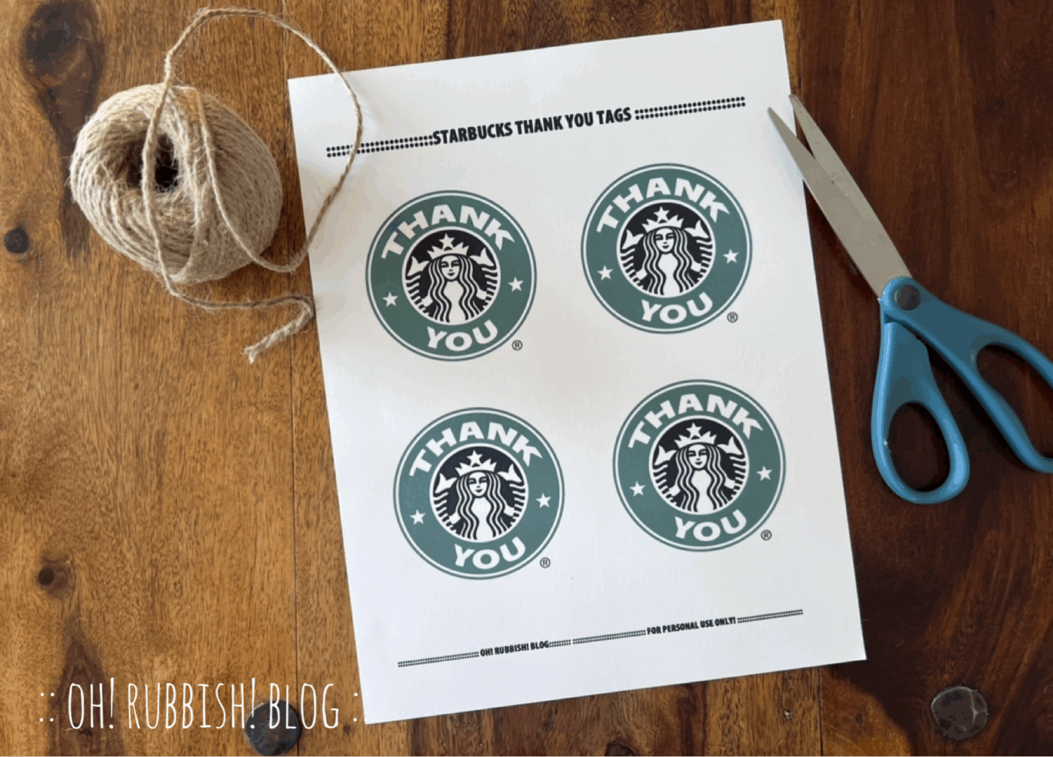 :: Starbucks Thank you Gift Card Printable :: Starbucks Party Theme ...
